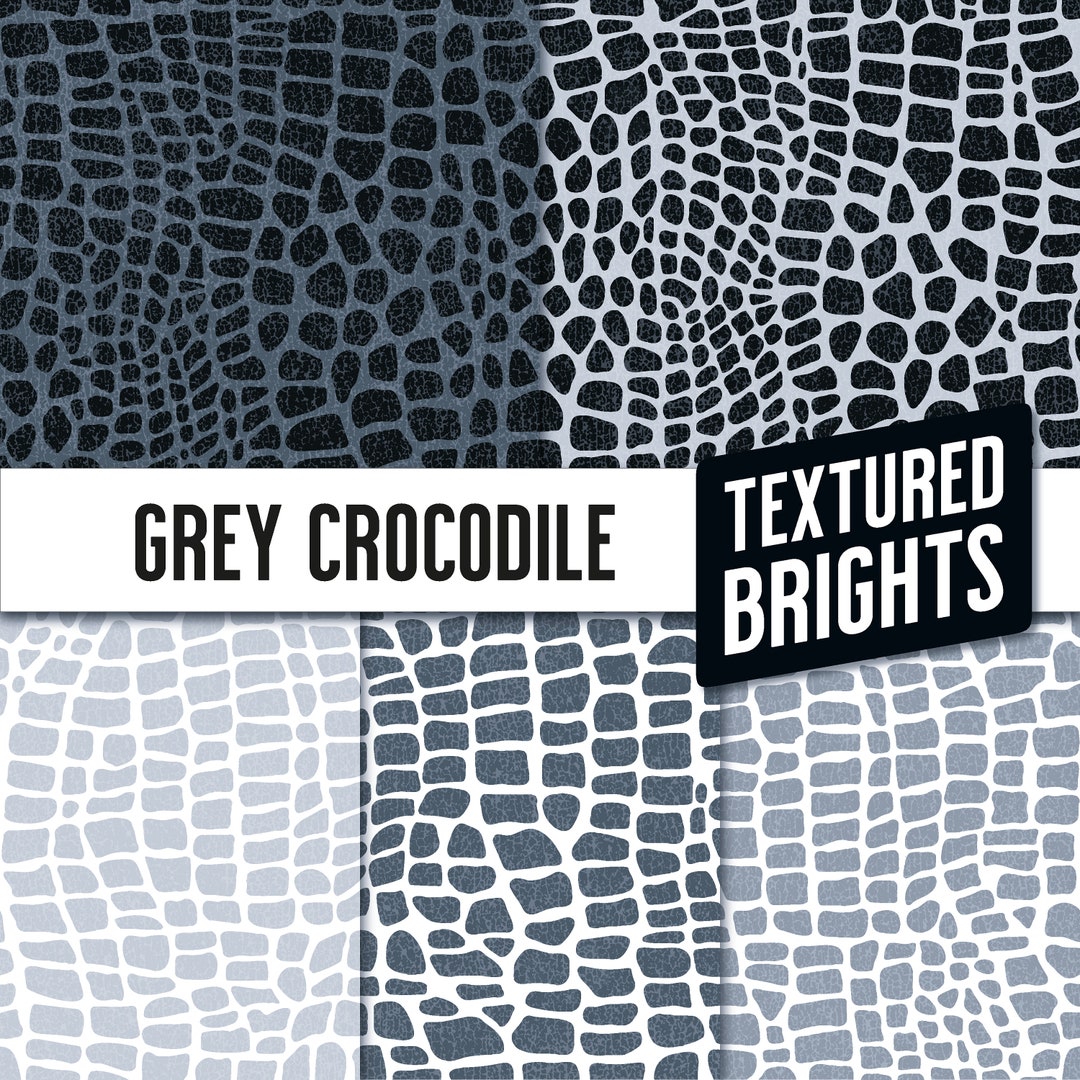 Grey Crocodile Print - 5 Seamless Repeat Patterns - Textured Brights ...