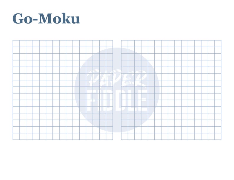 Go-moku - Classic 5 in a Row Game - Printable 2 Player Game - Pencil ...