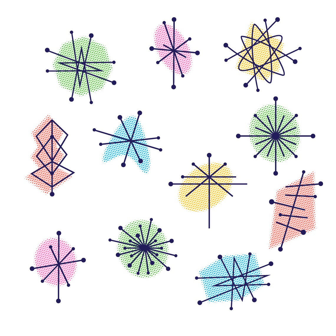 Atomic 1950s Starbursts & Doodads - Mid Century Modern Clipart - 18 ...
