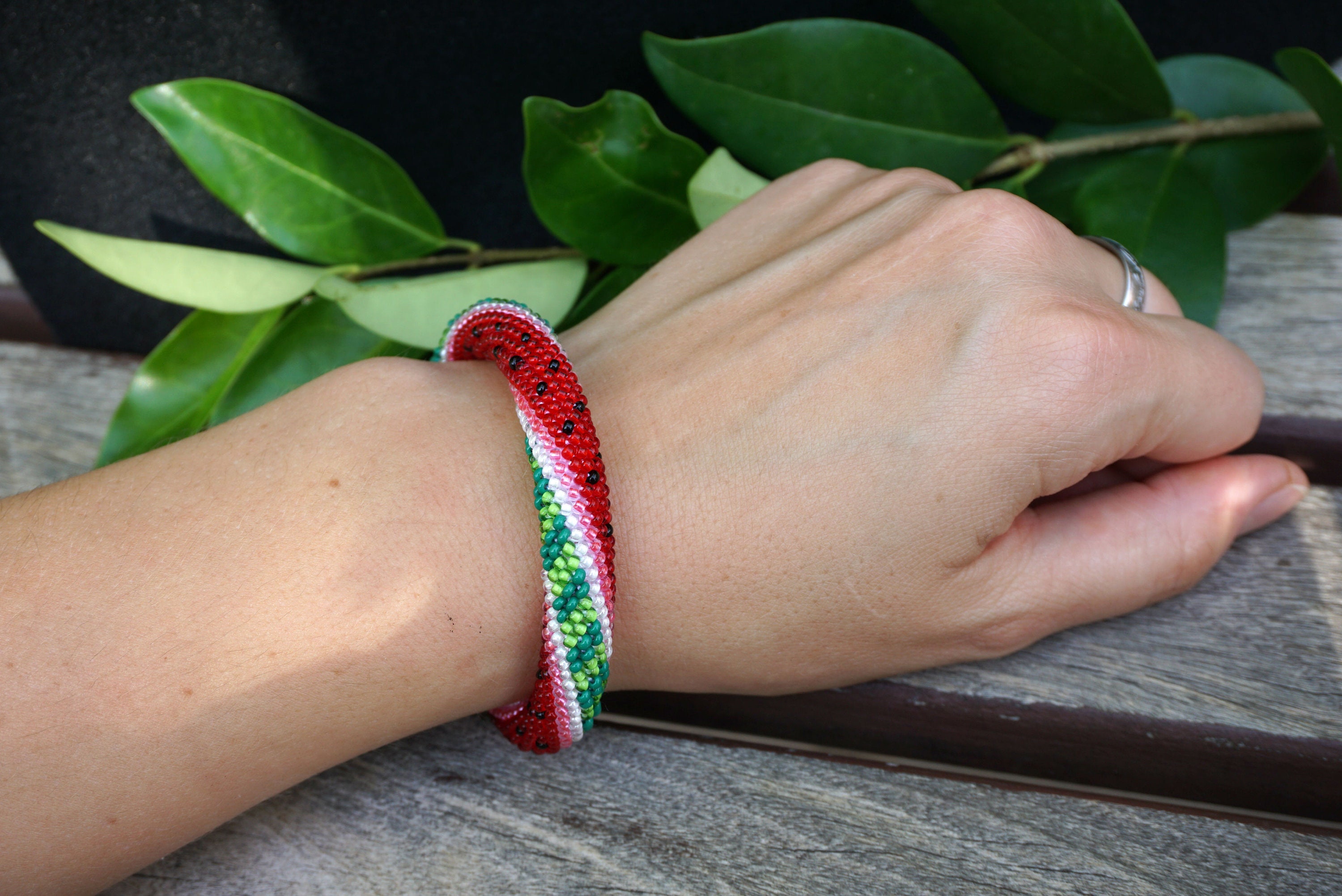 Watermelon Bracelet / Bright Summer Accessory - Etsy
