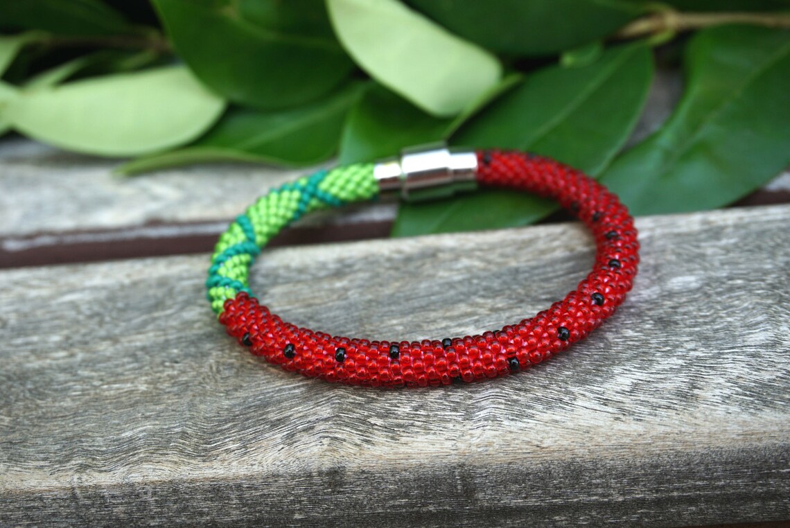 Watermelon Bracelet / Bright Summer Accessory - Etsy
