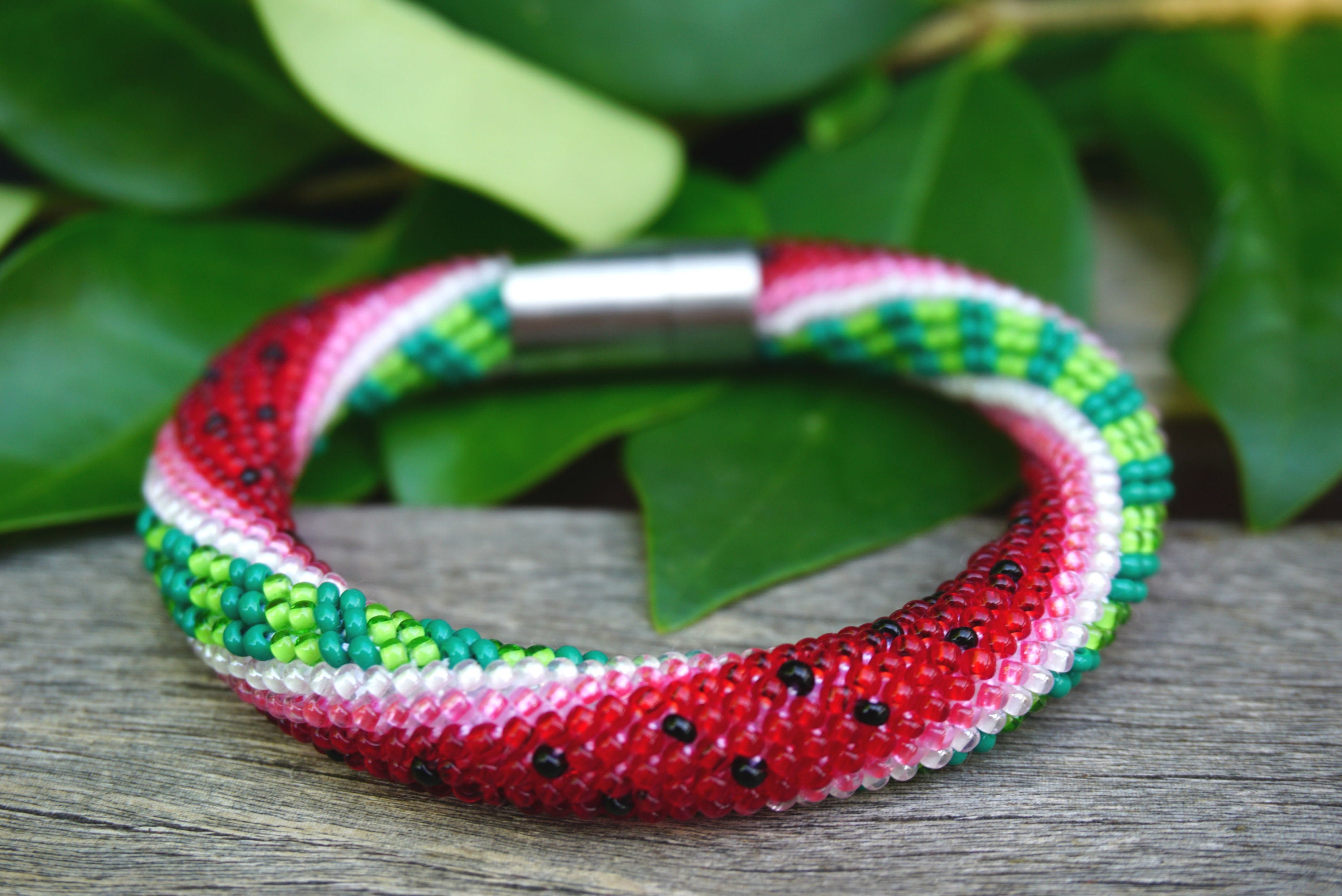 Watermelon Bracelet / Bright Summer Accessory - Etsy