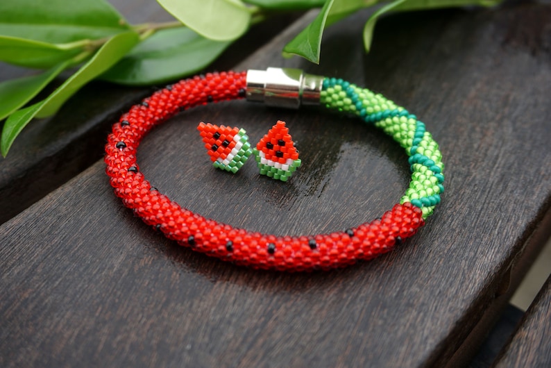 Watermelon Bracelet / Fruit Bracelet / Summer Bracelets / Thin - Etsy