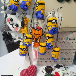 Keychain Minions / Despicable Me / Handmade Beaded / Accessory for Bag ...