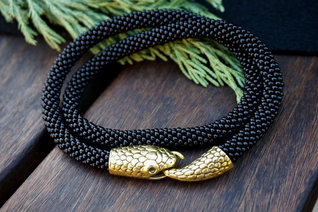 Black Snake Bracelet / Python Bracelet / Ouroboro Bracelet / Men's ...
