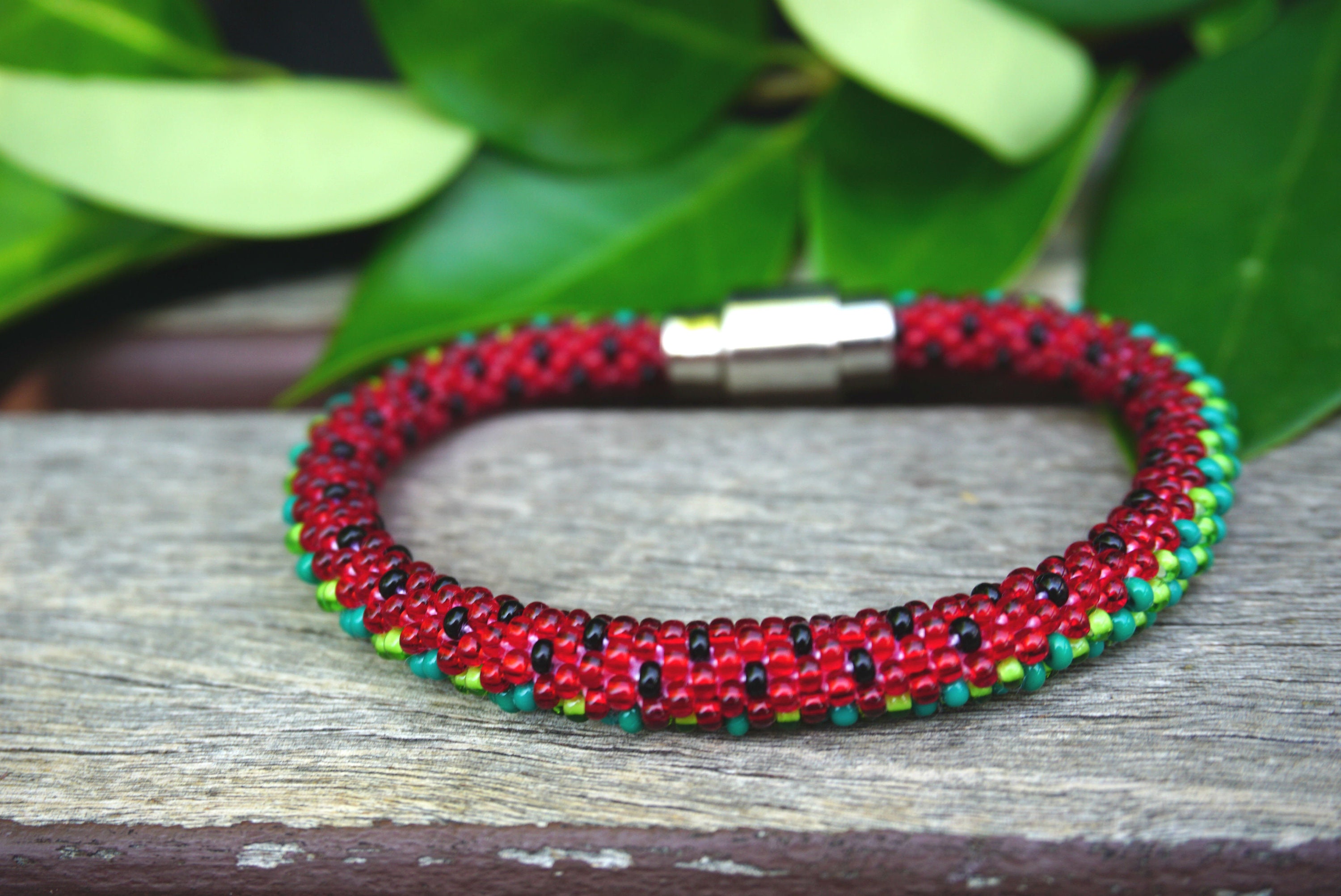 Watermelon Bracelet / Bright Summer Accessory - Etsy