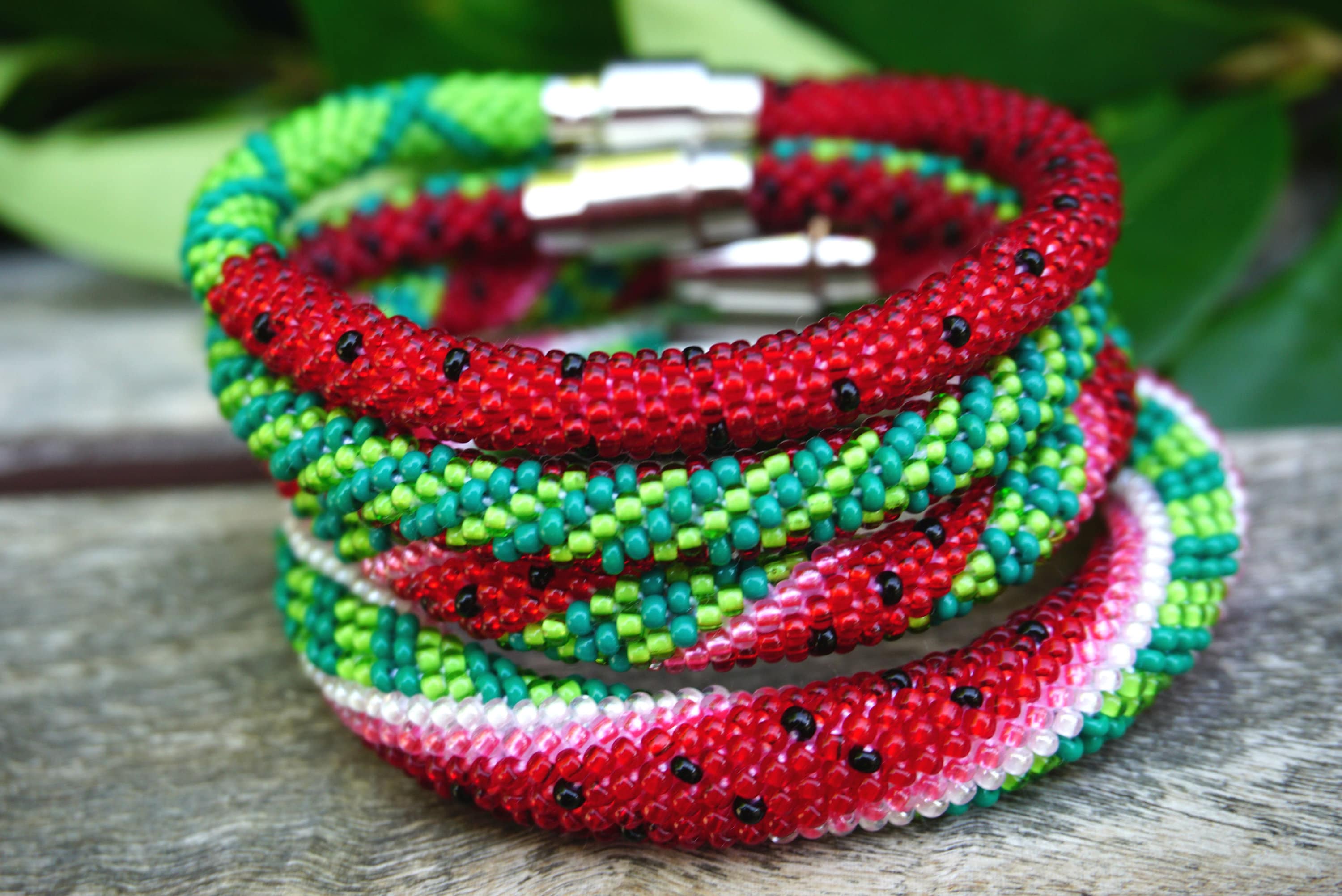 Watermelon Bracelet / Bright Summer Accessory - Etsy