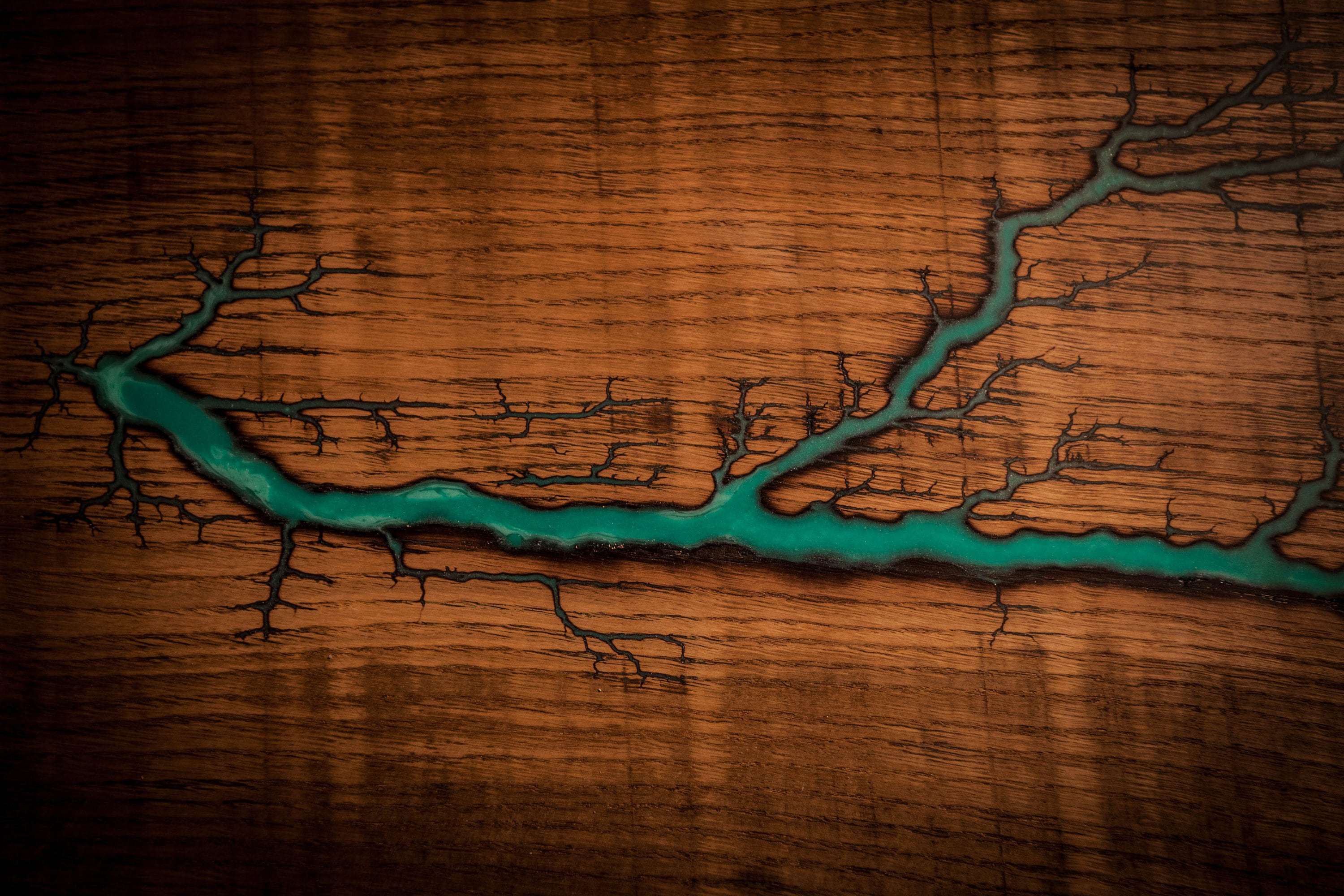 Coffee Table in Oak Phosphorescent Epoxy Resin Lightning Type - Etsy ...