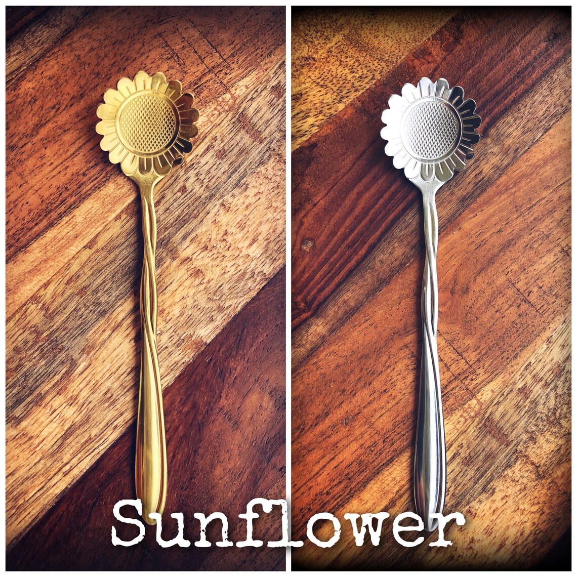 Rose and Sunflower Tea Spoon 2 Colors - Etsy
