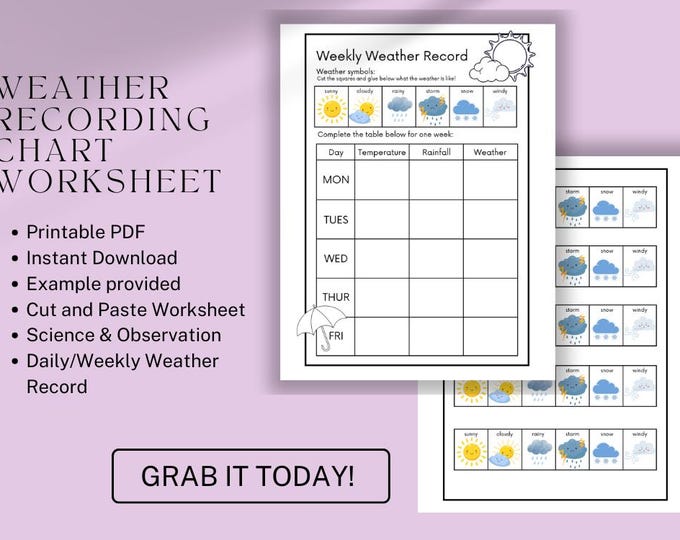 Science Activities, Weather Unit for Kindergarten, First Grade and ...