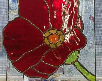 Stained glass poppy | Etsy