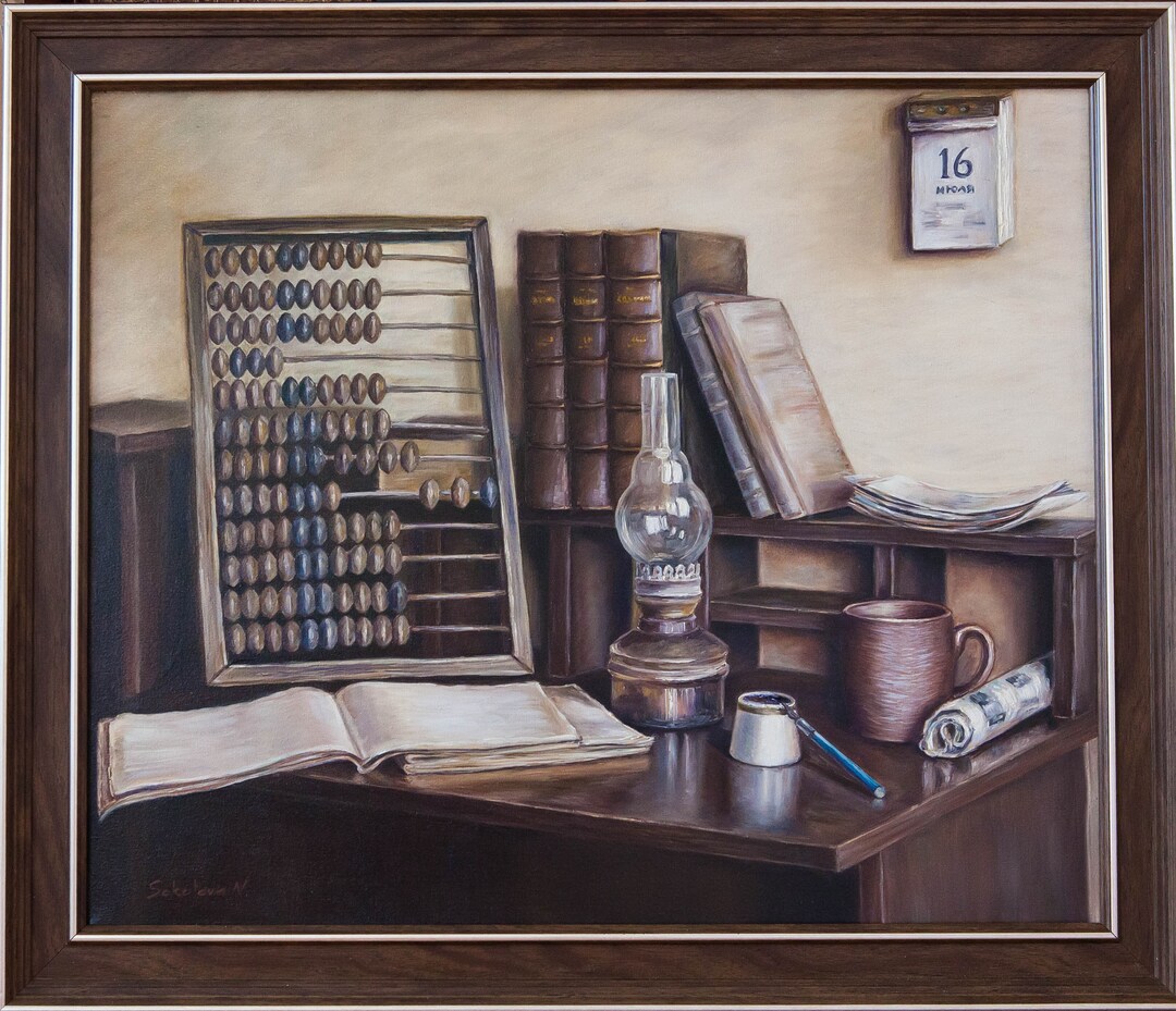 Still Life With Abacus Working Place of Accountant Old - Etsy