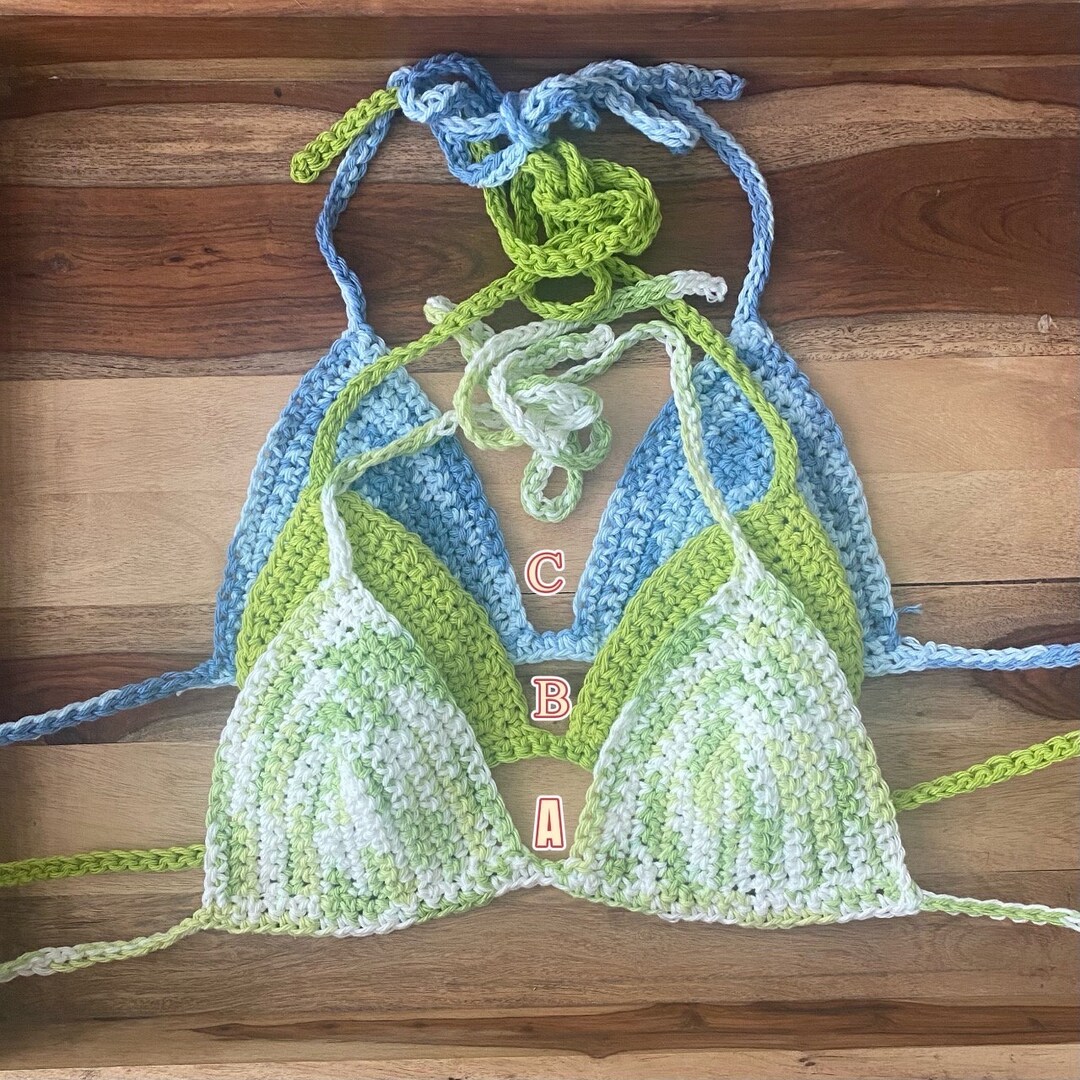 Crochet Triangle Bikini Halter Top Physical Product Swimwear Etsy