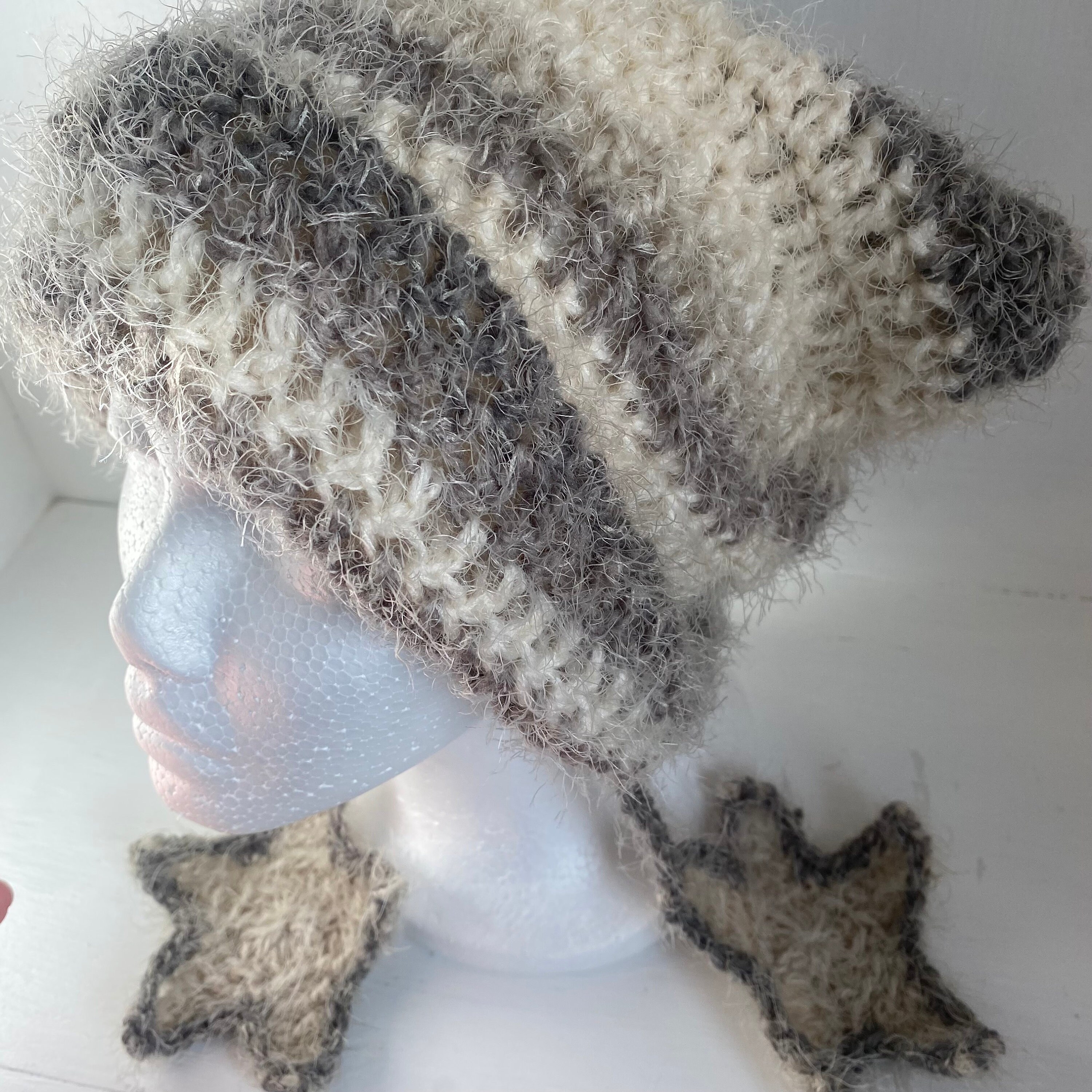 Handmade Crochet Cat Ear Beanie, Folklore Cardigan Inspired With Stars - Etsy