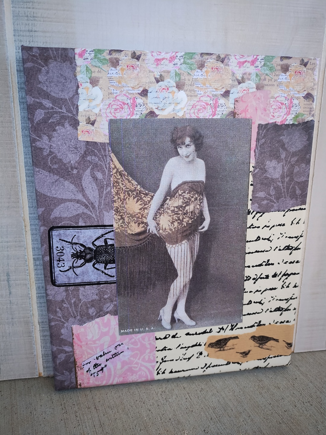 Vintage Lady Collage Wall Art on Canvas, Vintage Art, Collage Art, Junk ...