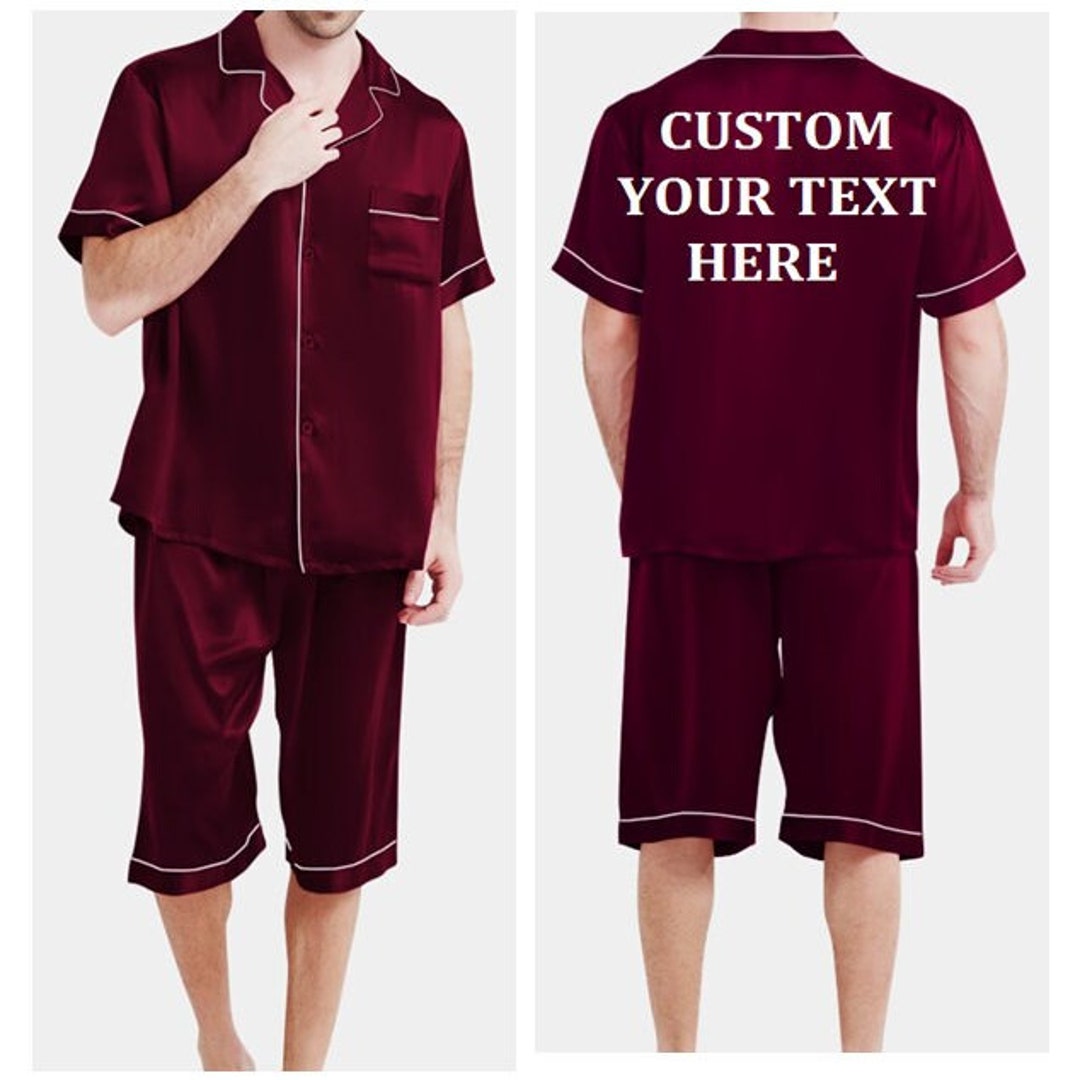 Personalized Silk Satin Pajamas for Men Casual Sleepwear - Etsy