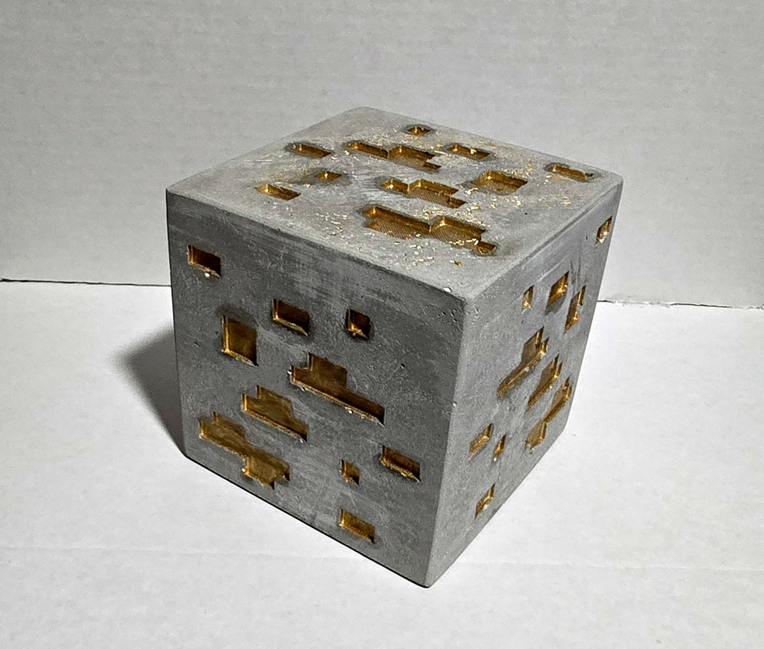 Concrete Minecraft Gold Ore Block - Etsy
