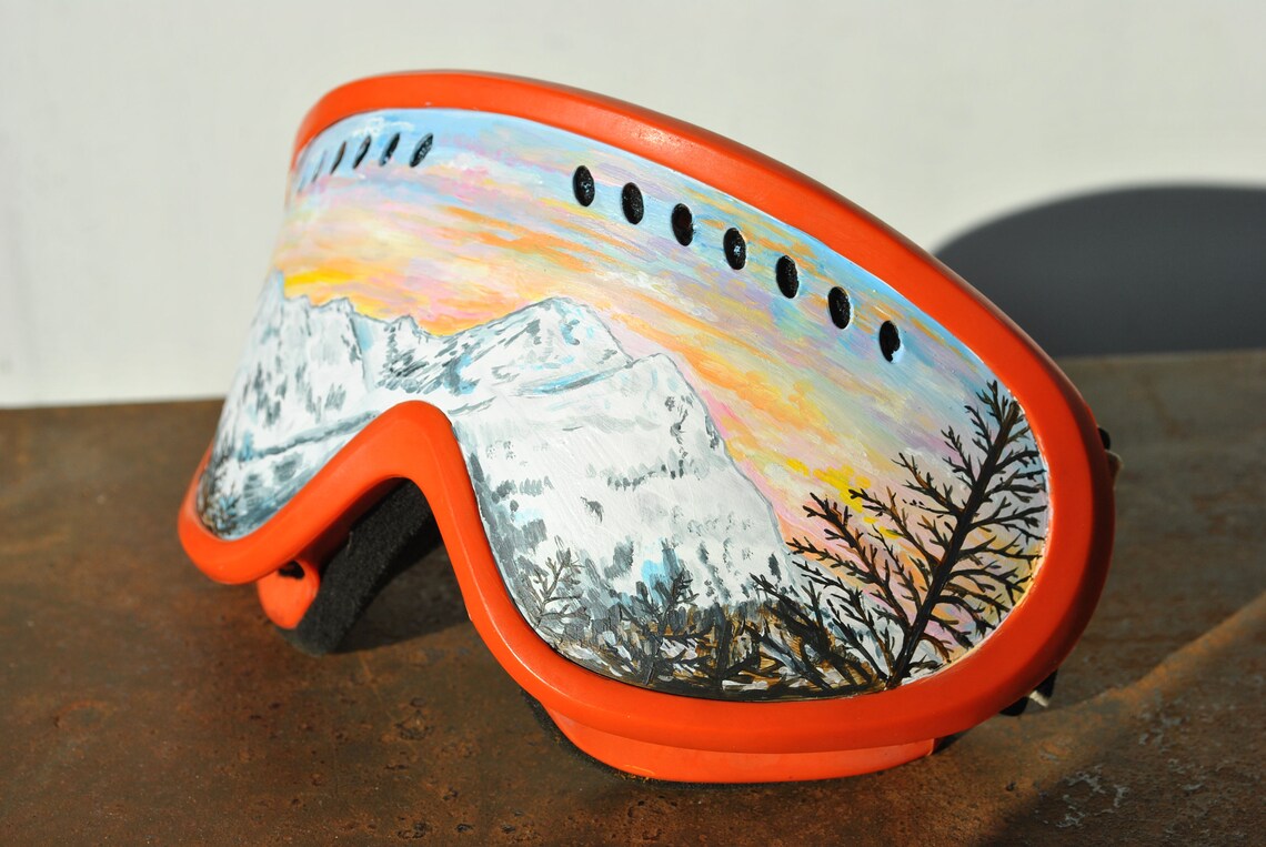 Hand Painted Skiing/ Snowboarding Goggles, Original Painting, Mountain ...