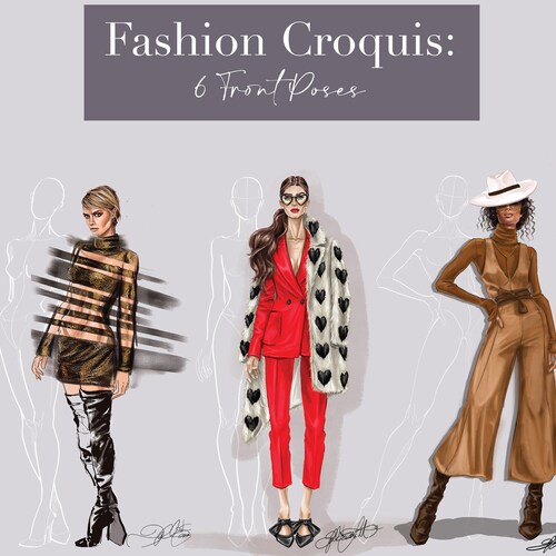 Digital 6 Front Poses Fashion Croquis Art & Collectibles Drawing ...