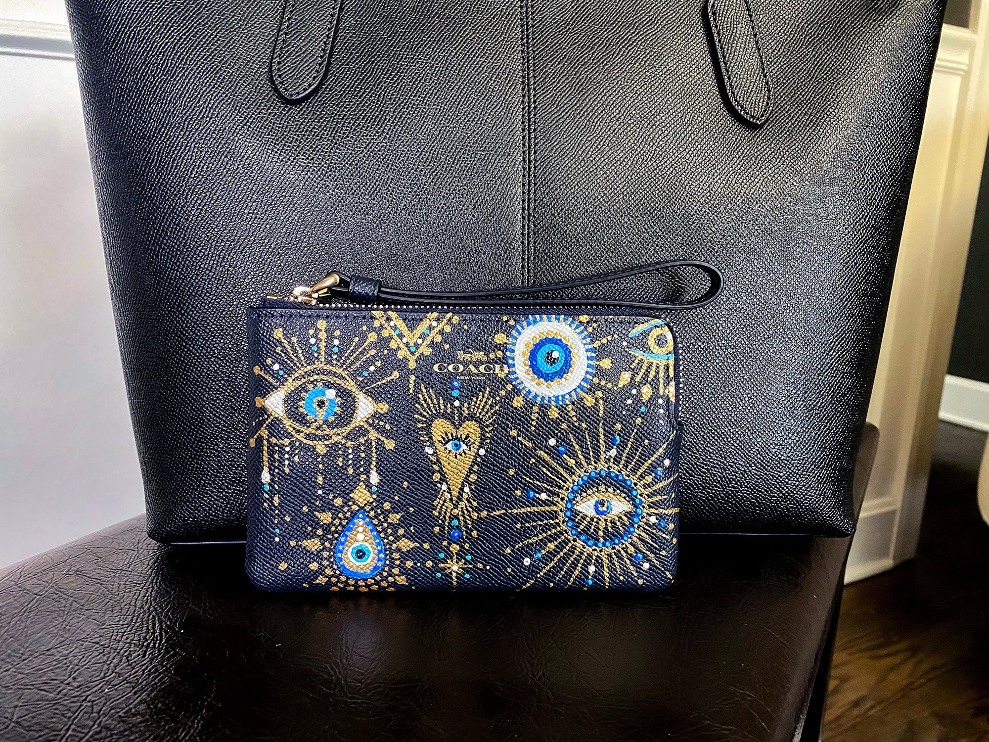 Detailed Custom Painted Wristlet/ Small Clutch customer Provides Bag - Etsy