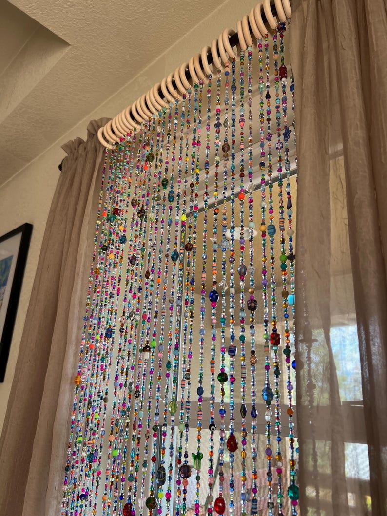 Handmade Beaded Curtains: Boho Glass Stone Crystal Strand - Etsy