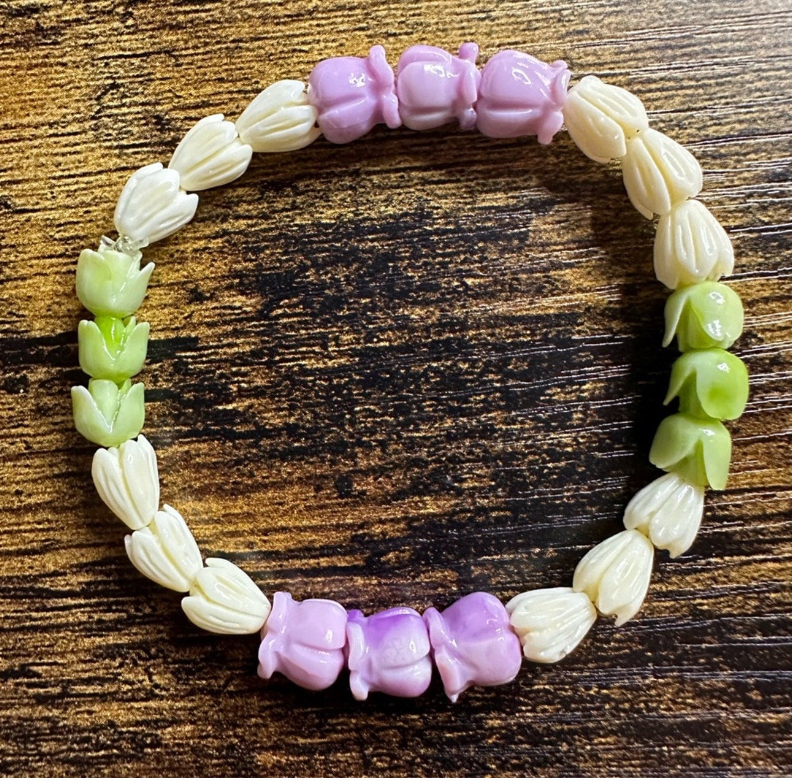 Pua Pakalana, Pikake, Kalaunu Flower Bead Shell Stretch Bracelet Made ...