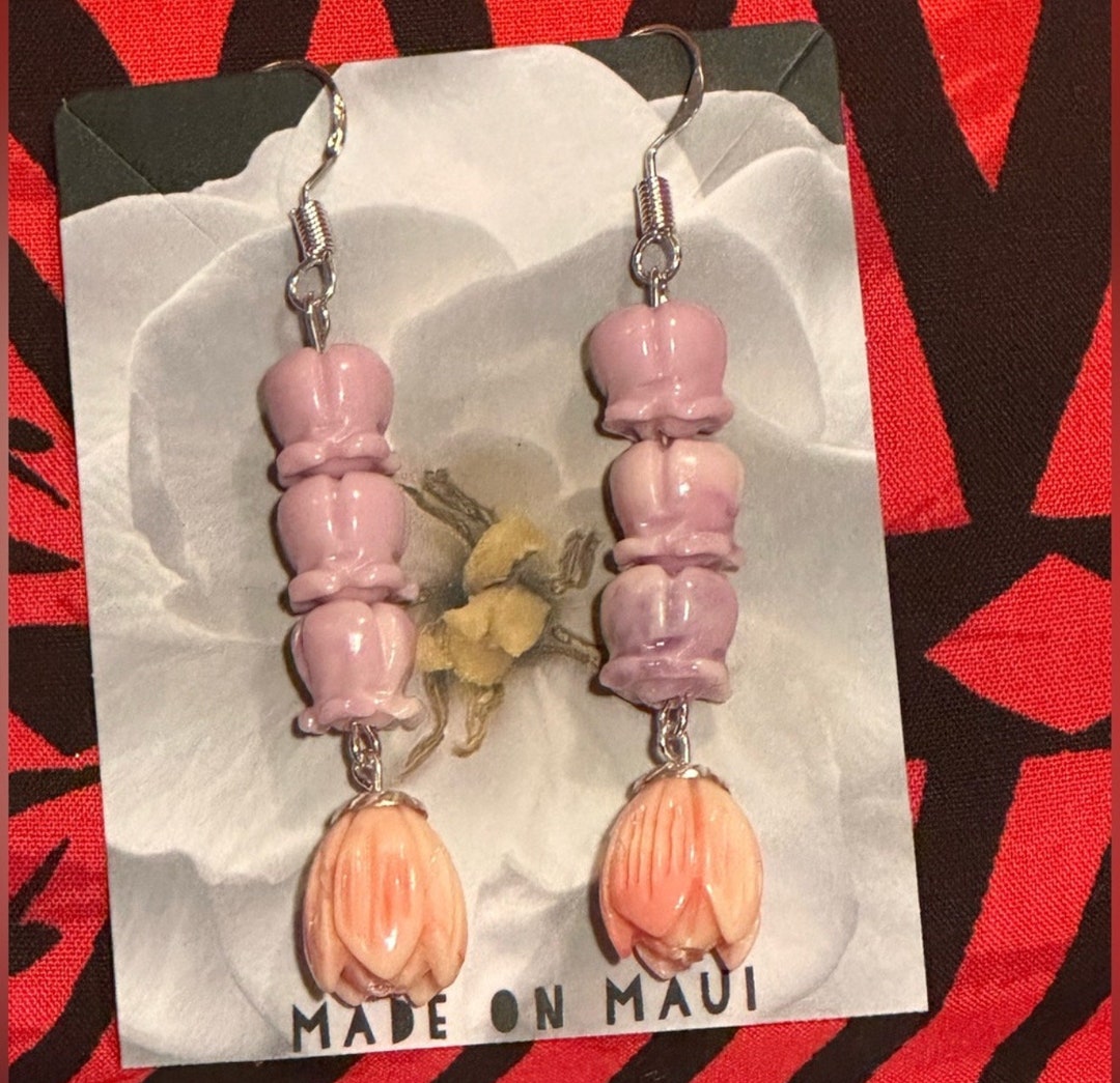 Lei Pua Kalaunu or Crown Flower & Pink Pikake Sterling Silver - Etsy