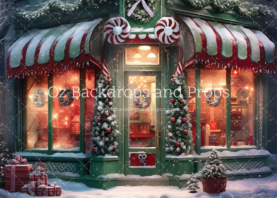 Peppermint Eve Vinyl / Fabric / Poly Paper Printed Backdrop Christmas ...