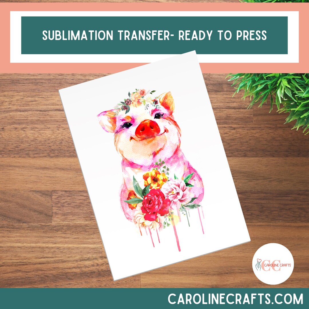 Pig Sublimation, Watercolor Pig, Farm Sublimation Prints, Sublimation ...