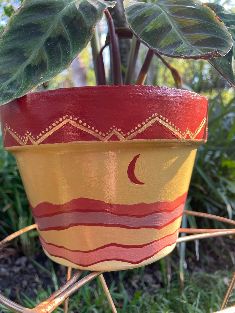 Hand Painted Desert Sun and Moon Flower Pot/plant Pot/boho Decor - Etsy