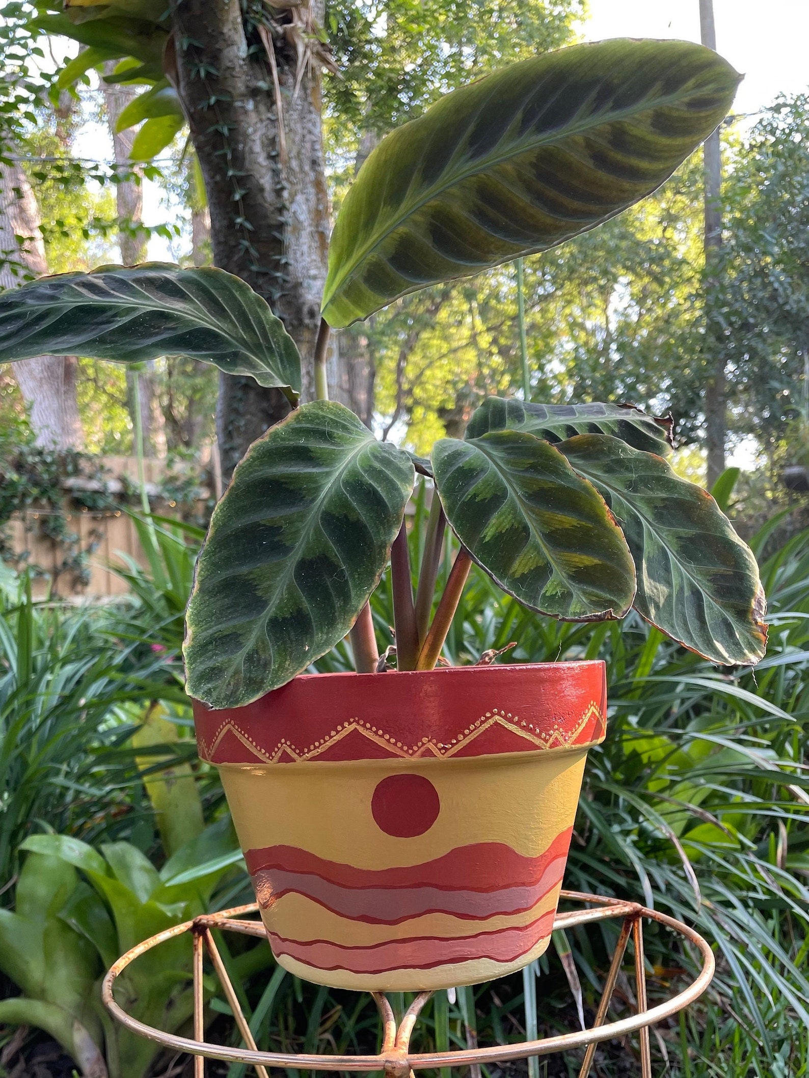 Hand Painted Desert Sun and Moon Flower Pot/plant Pot/boho Decor - Etsy