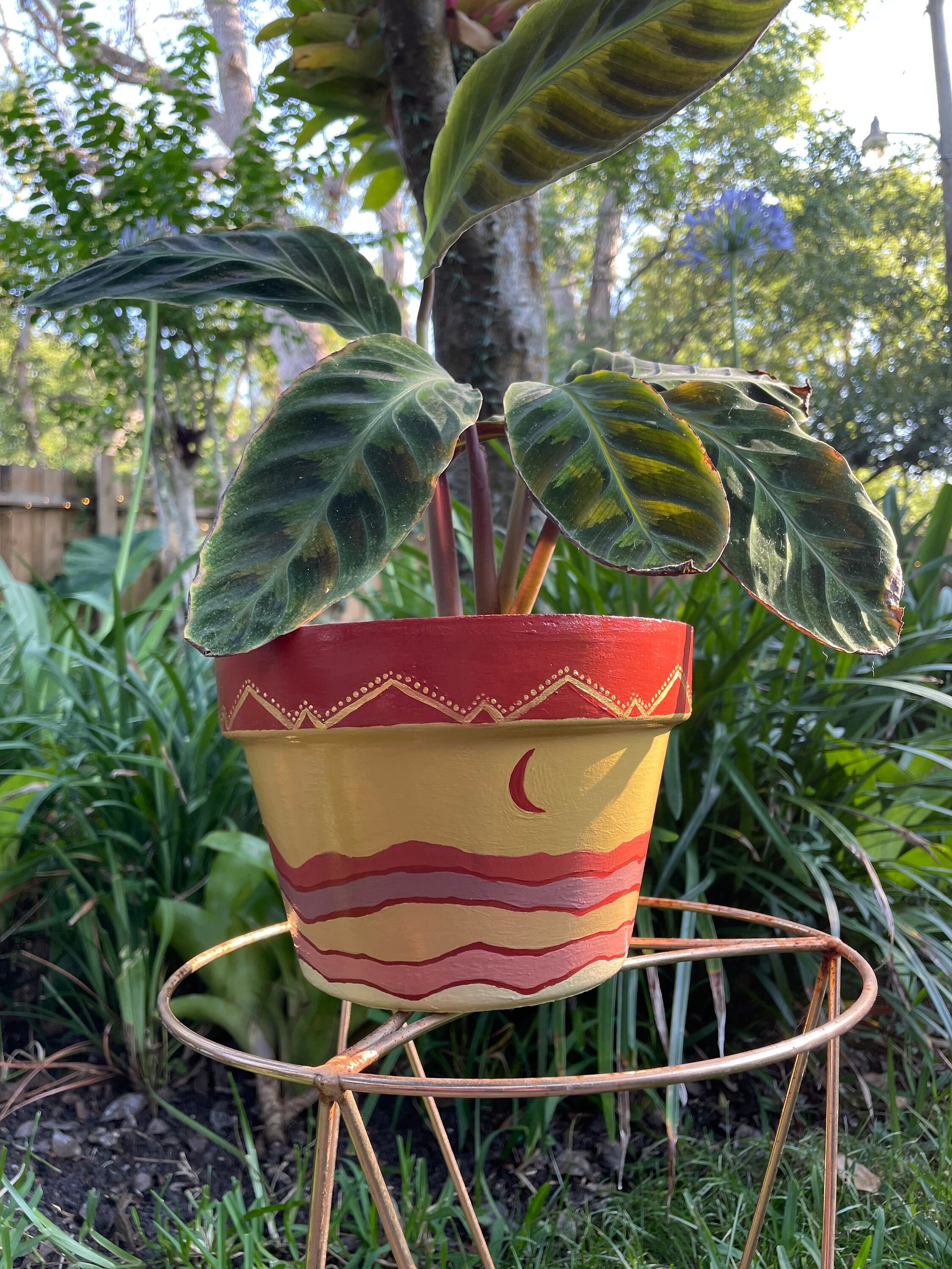 Hand Painted Desert Sun and Moon Flower Pot/plant Pot/boho Decor - Etsy