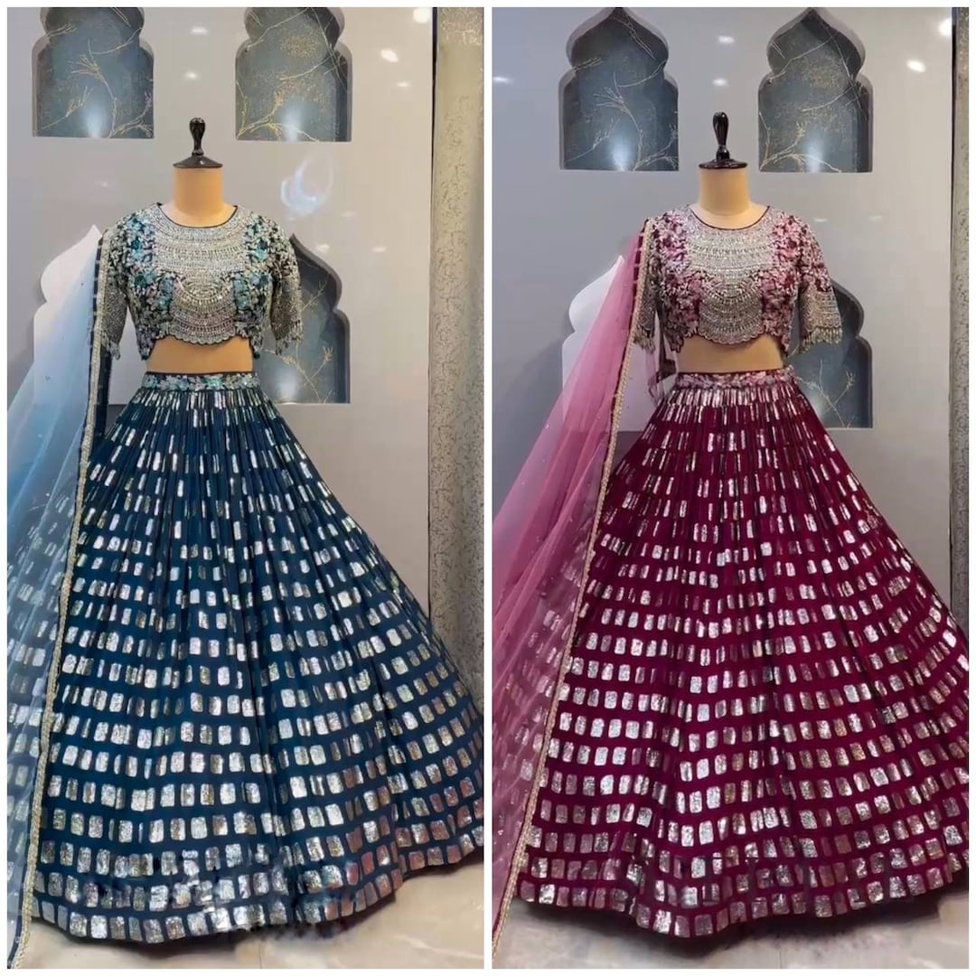 Multi Color Lehenga Choli in Embroidery and Sequence Work Designer ...