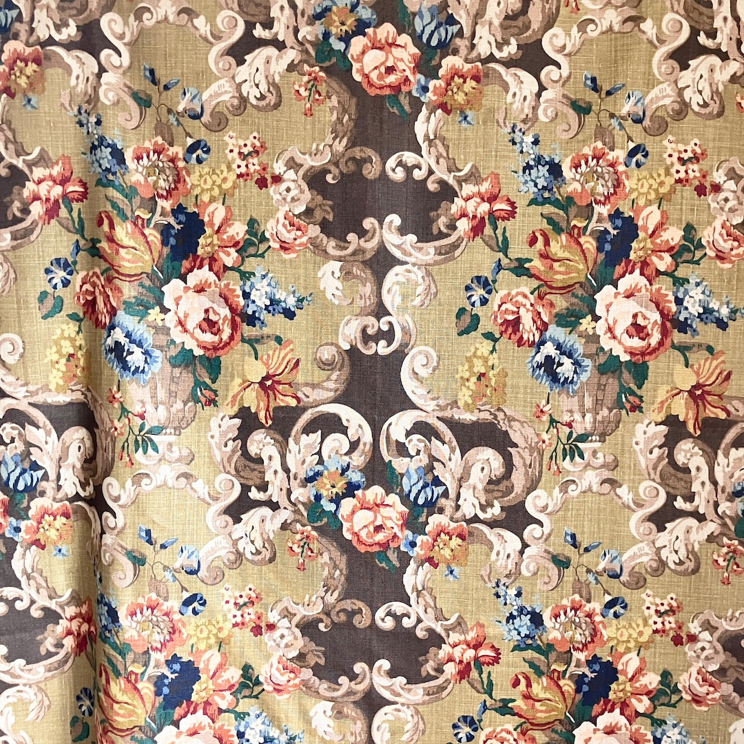 Georgeous Mulberry Floral Rococo Fabric - Etsy