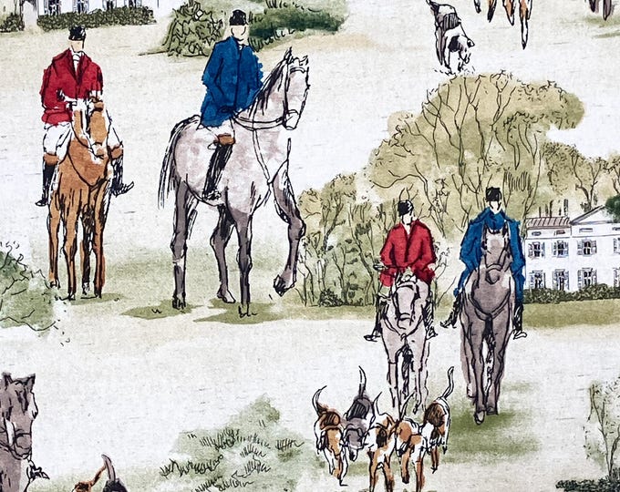 Vintage Hunting Scene Fabric by the Metre - Etsy