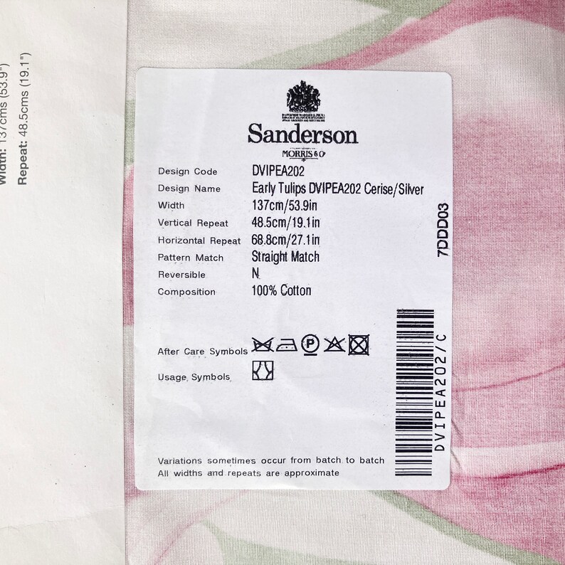 Sanderson Fabric Sample Early Tulips - Etsy