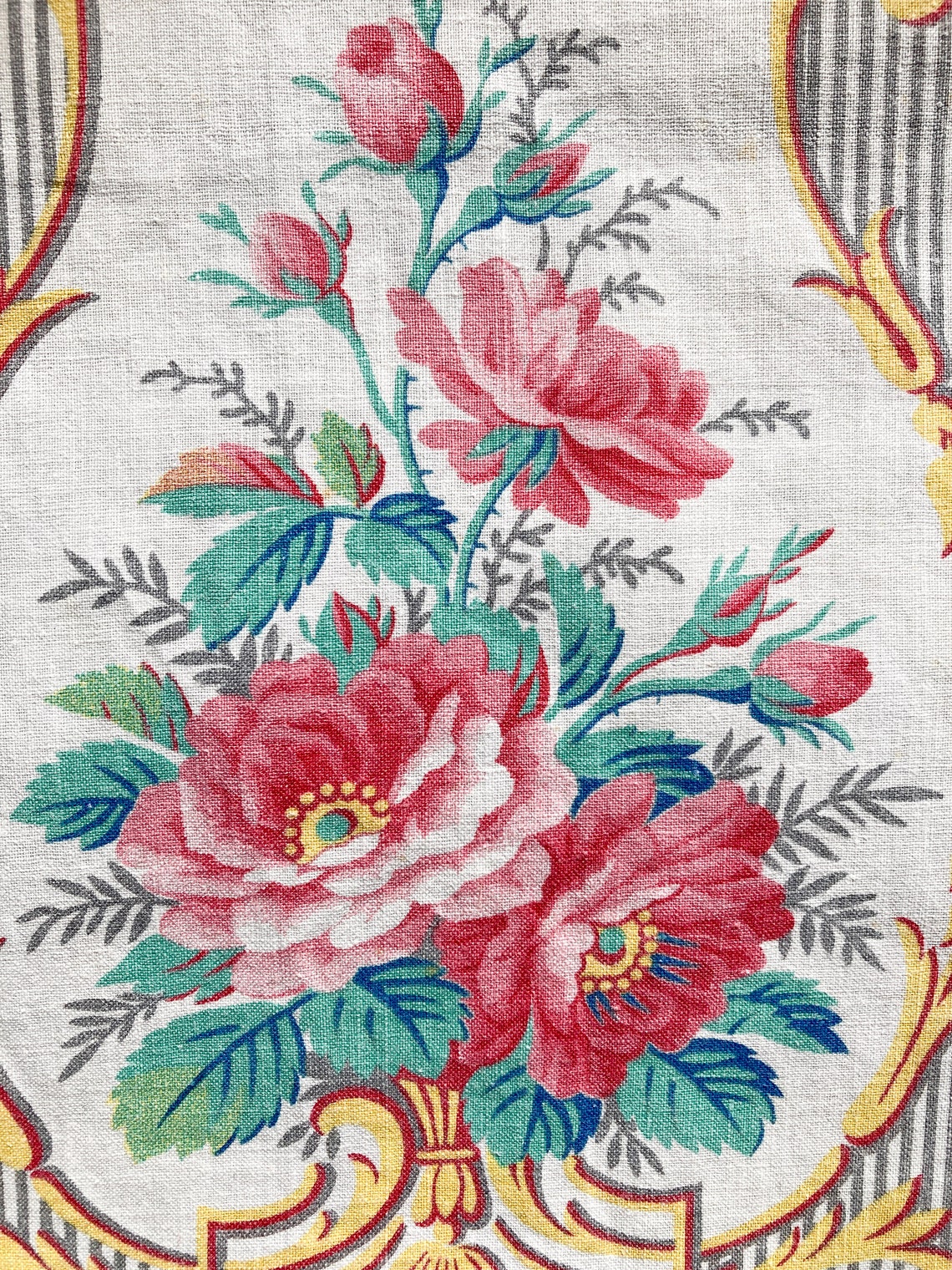 Beautiful Antique Floral Fabric - Etsy UK