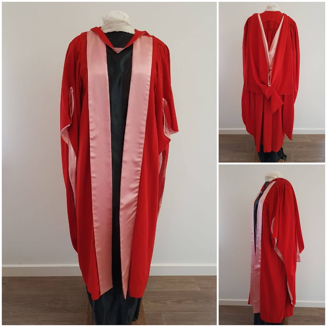 Vintage 50s Red University Medicine Graduation Scholar Gown Robe and ...