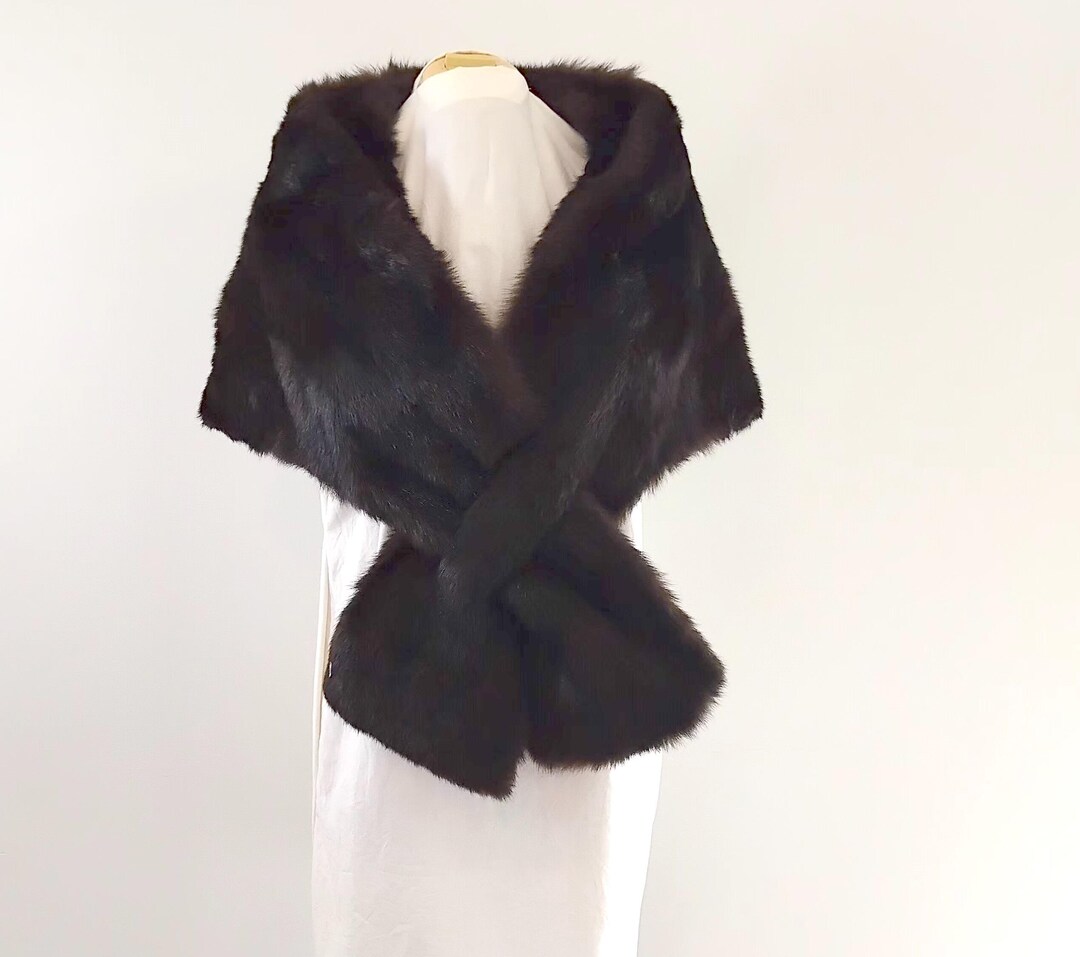 Vintage 50s Dark Chocloate Brown Real Fur Stole, Evening Wrap - Etsy