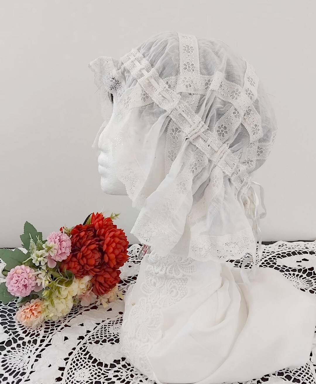Antique 19th Century White Cotton Maid Servant Mob Cap Bonnet - Etsy