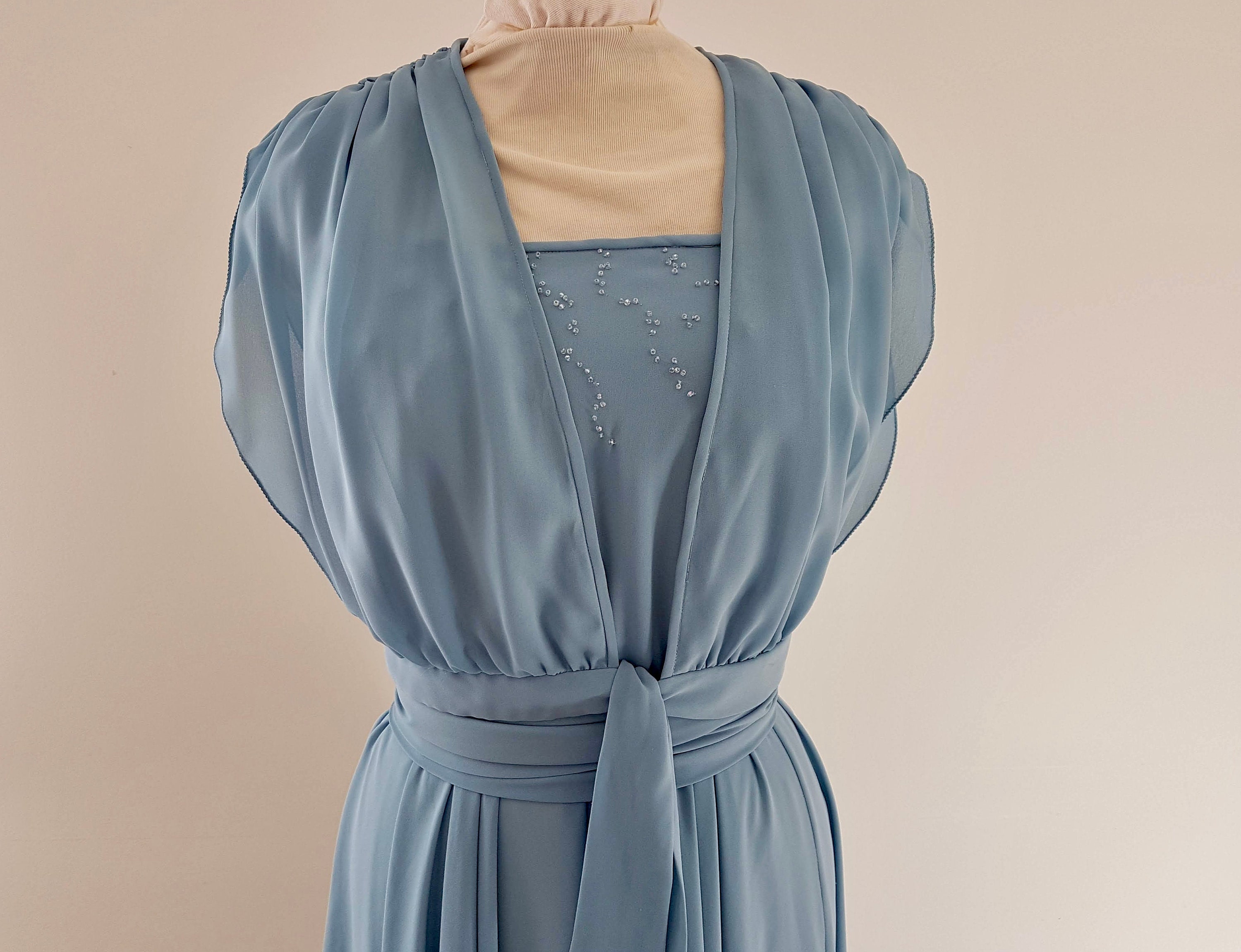 Vintage 70s 3 Piece Sky Blue Dress Jacket Cummerbund Suit Set - Etsy