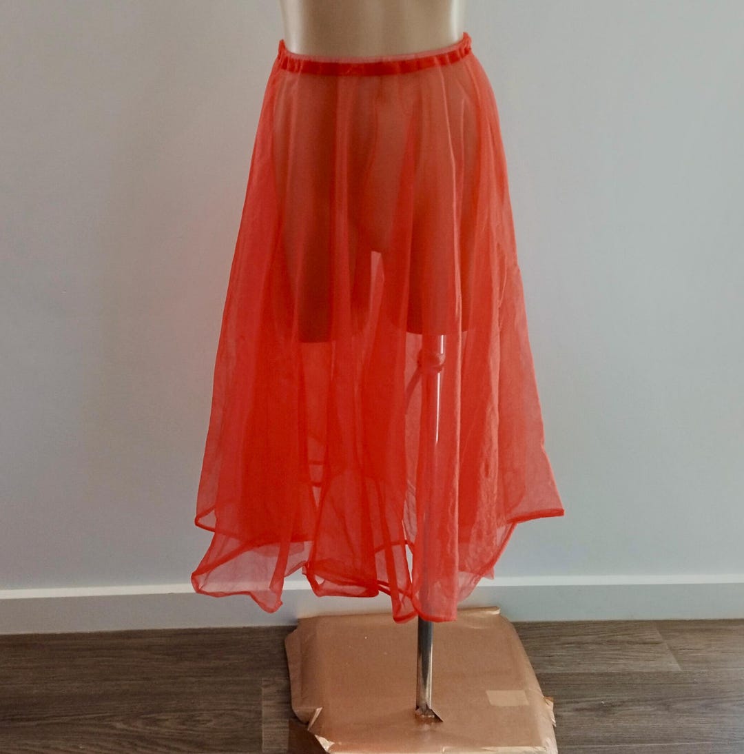 Vintage 60s Red Flared Tulle Half Slip Petticoat, Australian Made Size ...
