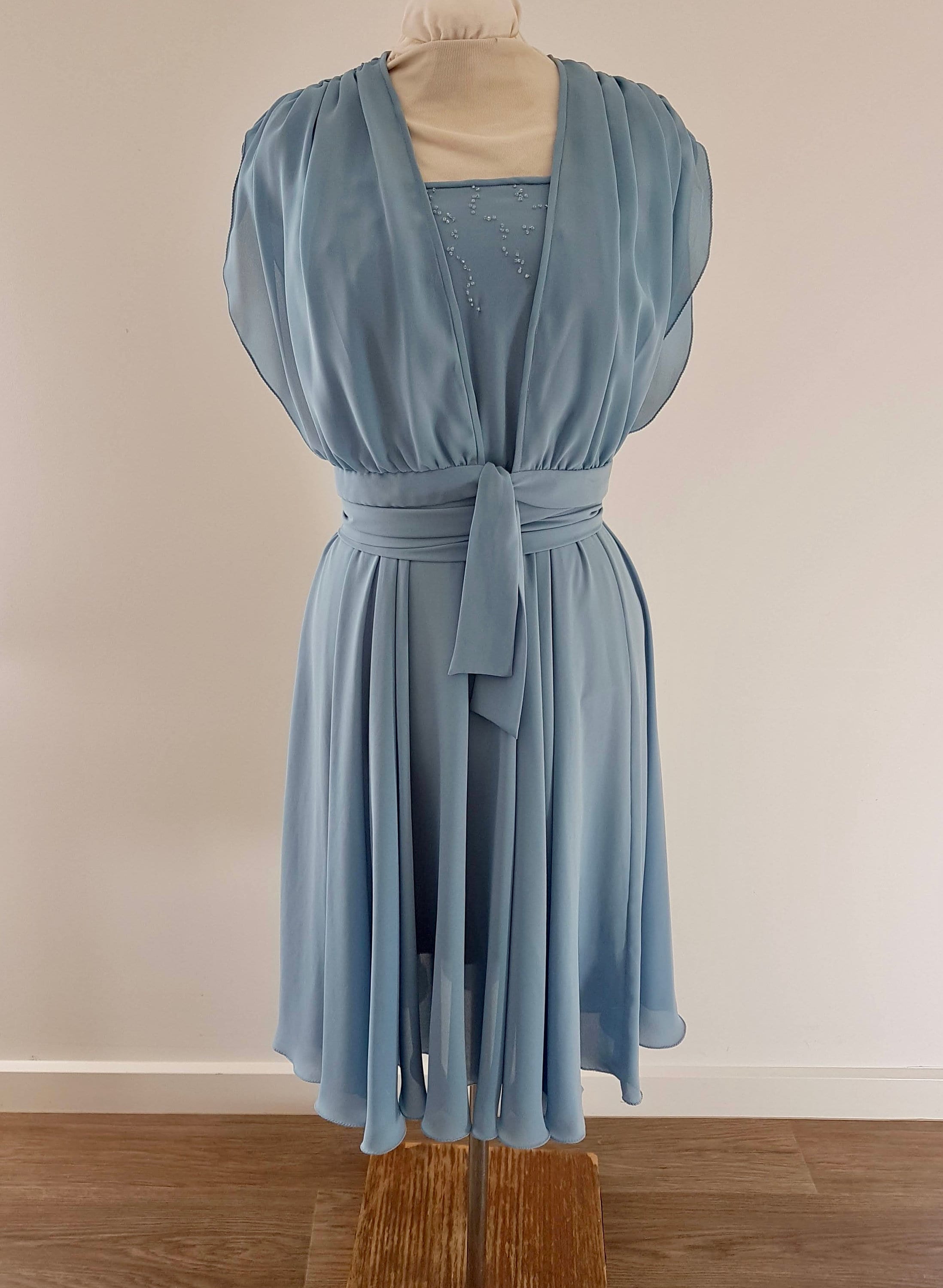 Vintage 70s 3 Piece Sky Blue Dress Jacket Cummerbund Suit Set - Etsy