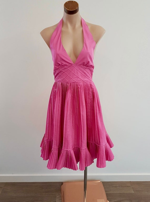 Vintage 50s Look Hot Pink Halter Neck Marilyn Monroe … - Gem