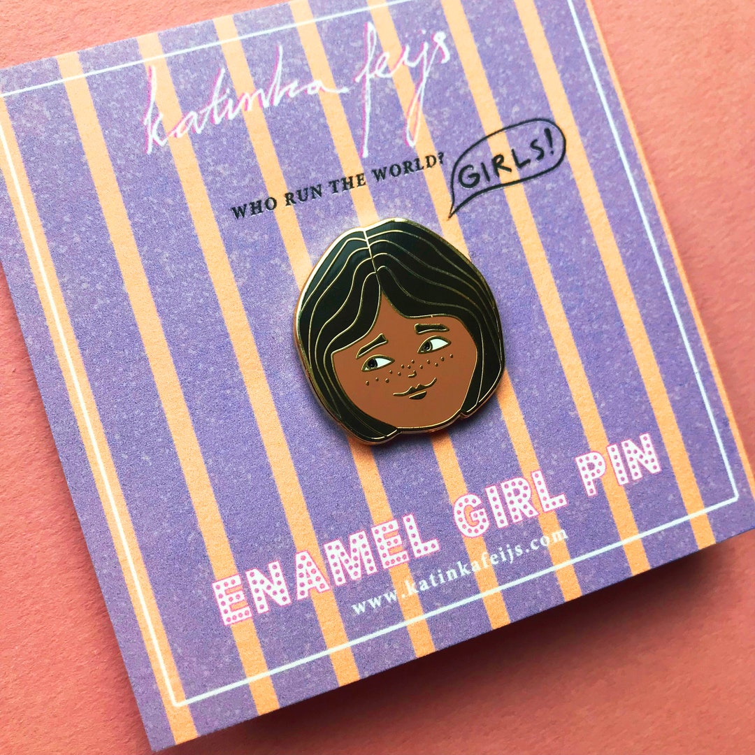 Strong Girl Enamel Pin, Gold & Black Hard Enamel Pin, Girl Power Pin ...