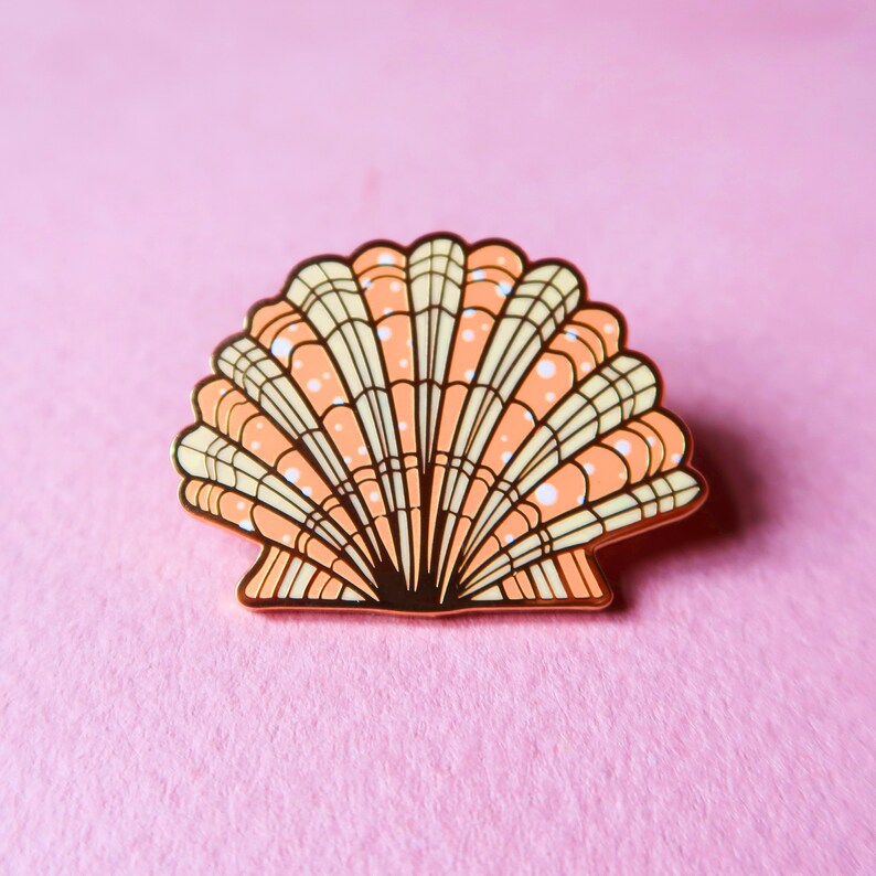 Scallop Enamel Pin Cute Hard Enamel Lapel Pin Sea Theme Pin - Etsy