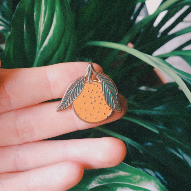 Orange Enamel Pin Gold Color Hard Enamel Pin Cute Citrus | Etsy