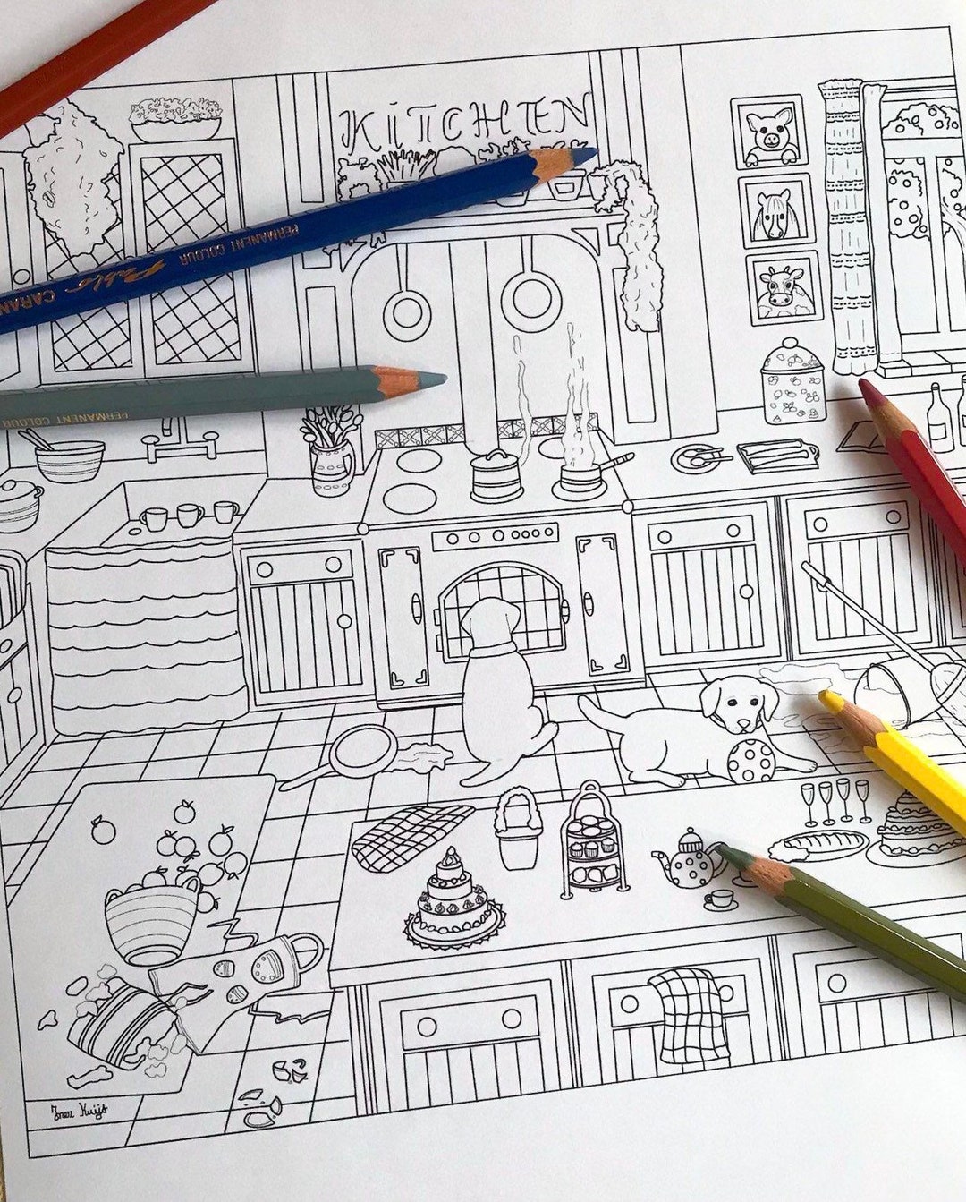 Kitchen Colouring Page - Etsy