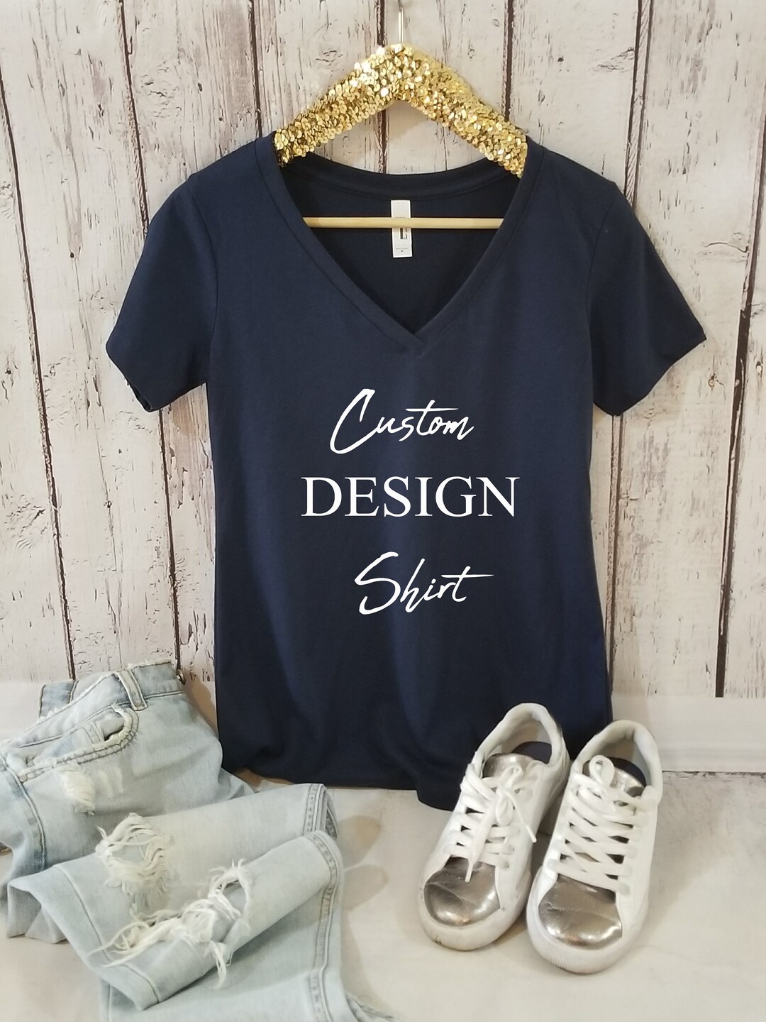 Front and Back Custom Shirt, Custom Shirt Vneck, Custom Women Shirt ...