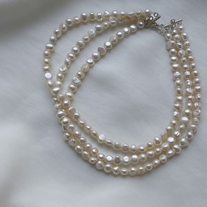 Bridal Necklace, Wedding Jewelry, 3 Layer Pearl Choker Necklace, Layered Pearl Choker, Multi ...